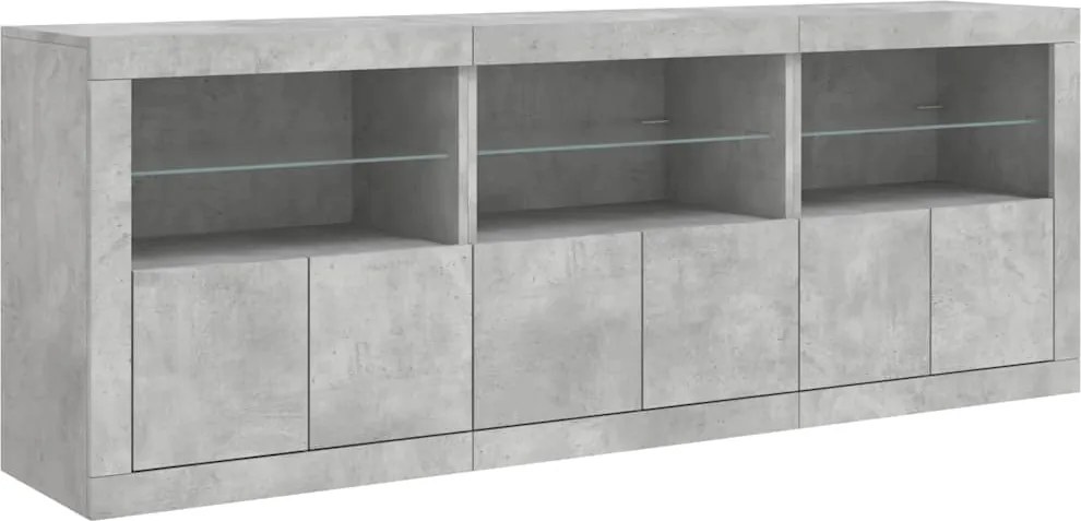 Příborník s LED osvětlením betonově šedý 181,5 x 37 x 67 cm 3209005