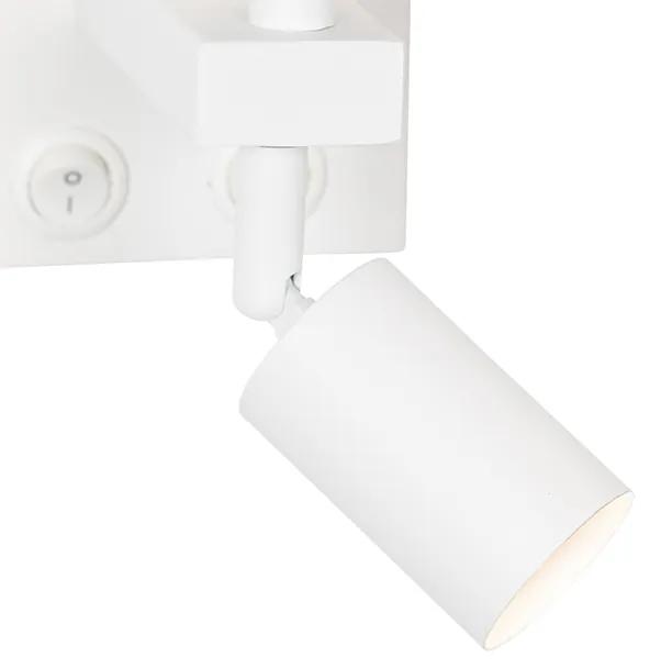 Moderní nástěnné svítidlo bílé s lampičkou na čtení - Brescia