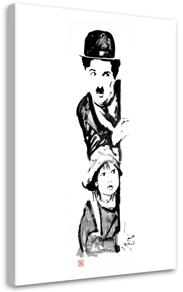 Gario Obraz na plátně Charlie Chaplin a dítě - Péchane Rozměry: 40 x 60 cm