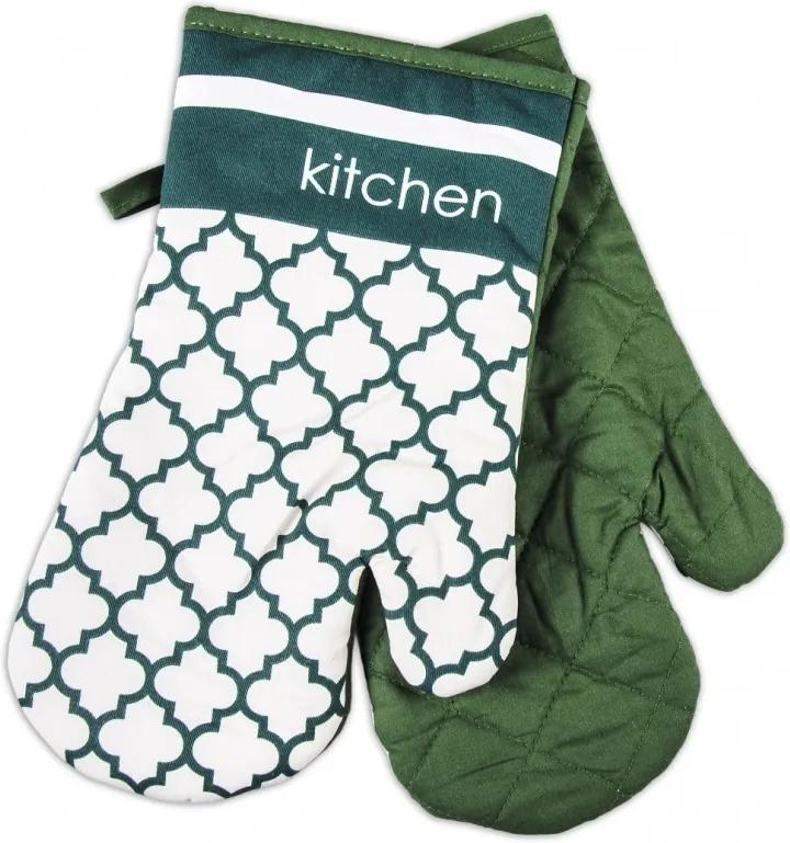 Kuchyňské bavlněné rukavice chňapky MAROKO, zelená, 100% bavlna 18x30 cm Essex