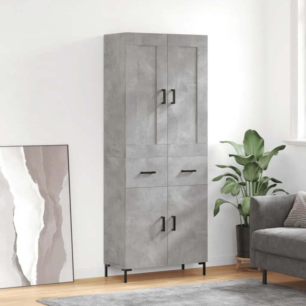 Skříň highboard betonově šedá 69,5x34x180 cm kompozitní dřevo