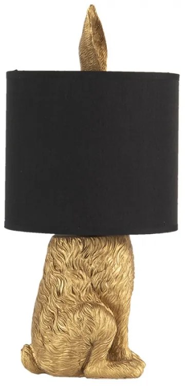 Zlatá stolní lampa králík s černým stínidlem Konijn – 20x45 cm