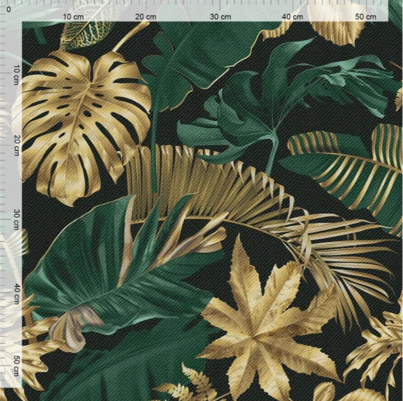 YESTU Stolní běhoun listy,40x180cm,zeleno-zlatá