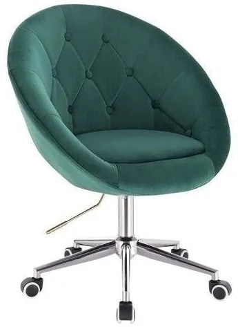 LuxuryForm DESIGN Otočné křeslo VERA VELUR na stříbrné podstavě s kolečky - zelené