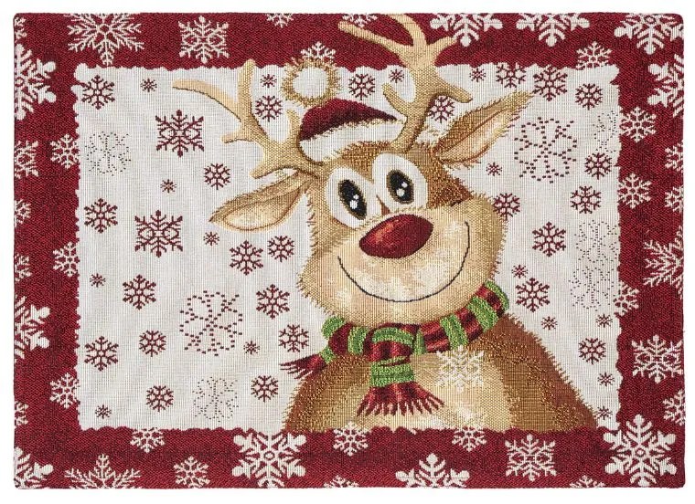 SCANquilt prostírání MOTIV veselý sobík červenosmetanová prostírání cca 30 x 45 cm