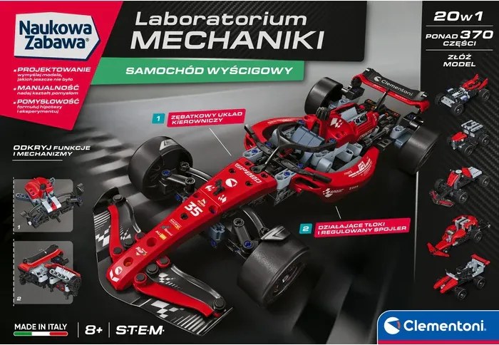 Vědecká hra Laboratoř mechaniky Závodní auto Polský jazyk Clementoni 50403