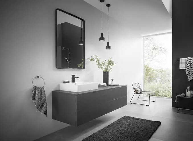 Hansgrohe Vernis Shape, umyvadlová baterie s výpustí, EcoSmart, černá matná, 71561670