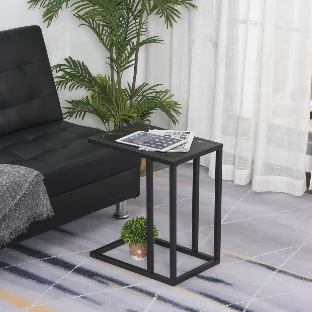 HOMCOM Odkládací stolek, konferenční stolek s mramorovým vzhledem, konferenční stolek s kovovým rámem, do obývacího pokoje, ložnice, 45 x 30 x 51,5 c…