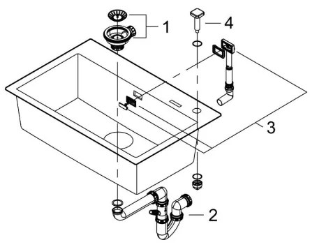 GROHE 31652AP0 - Kompozitní dřez K700 780 × 510 mm granit/černá