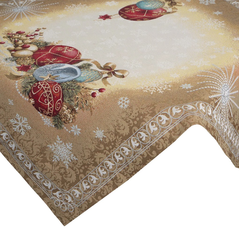 VÁNOČNÍ GOBELÍNOVÝ UBRUS NA STŮL MERRY2 100X100 CM VZOROVANÁ
