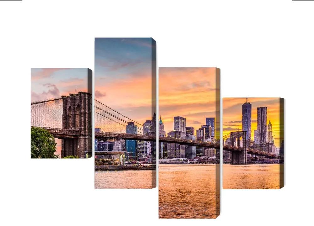 Vícedílný obraz New York City Panoramatická Krajina Nedostatek Nedostatek Přírodní plátno 160x100