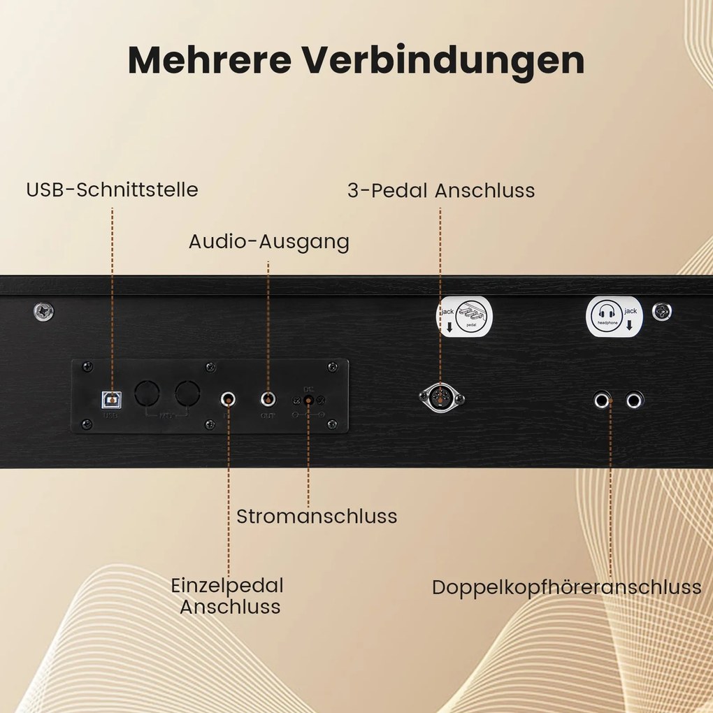 Costway Digitální piano s 88 kladívkovými klávesami, černé
