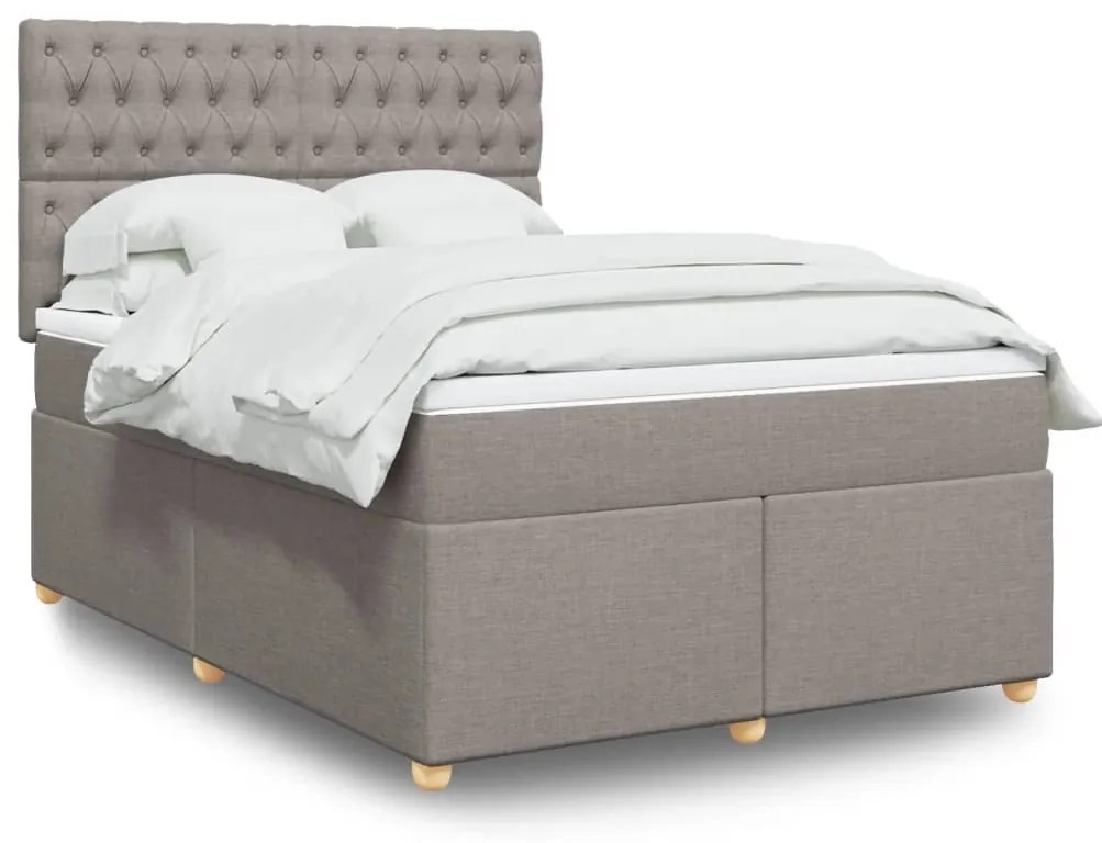 Box spring postel s matrací taupe 140x190 cm textil