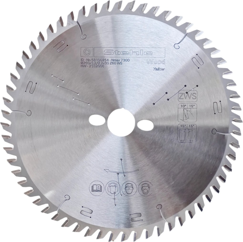 Stehle | Pilový kotouč pro příčné řezy ve dřevě ø 260/30 mm Z60 WZ/ATB 10° pozitiv