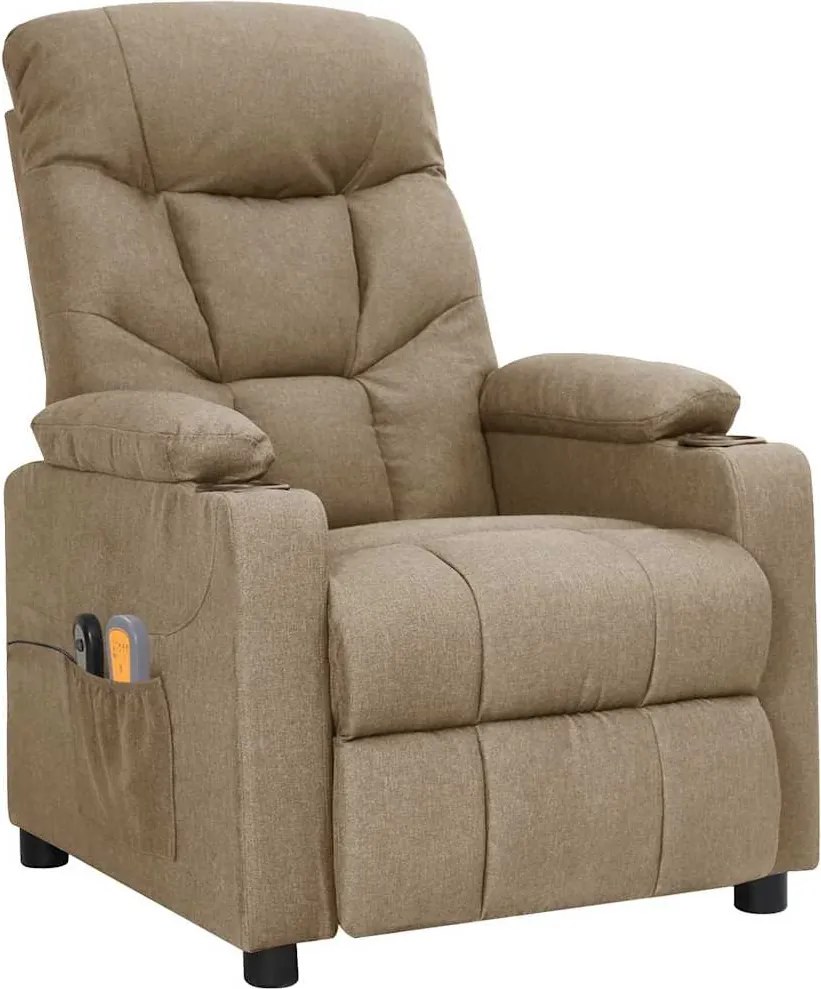 Elektrické masážní křeslo taupe textil 3098835