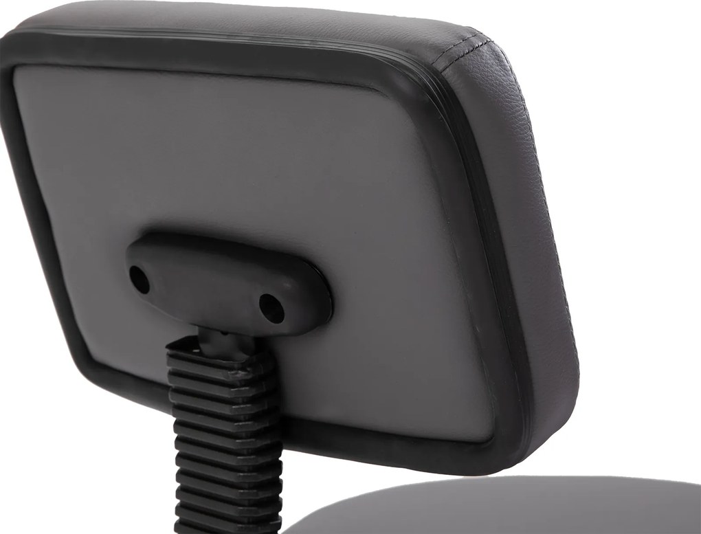 HOMCOM Rolovací stolička Výškově nastavitelná pracovní stolička s opěradlem, otočná salonní stolička z imitace kůže Šedá Ø35 x 72-84 cm pro masáže a …
