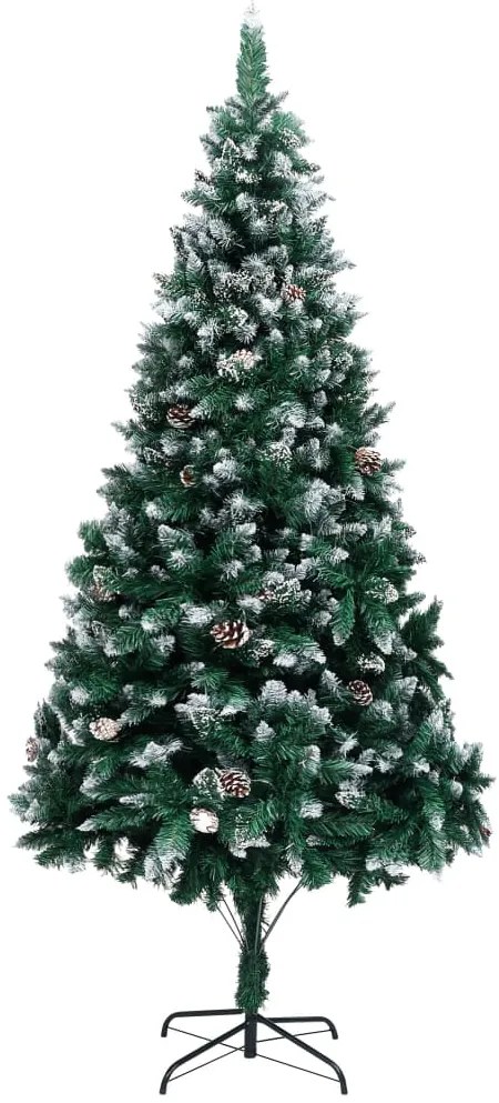 Umělý vánoční stromek se šiškami a bílým sněhem 240 cm 321018