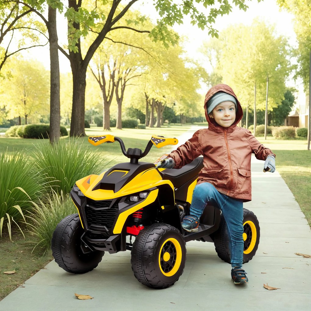 Elektroquad für Kinder, 3-6 km/h, LED-Scheinwerfer, Musik, USB, für 3-8 Jahre, Gelb