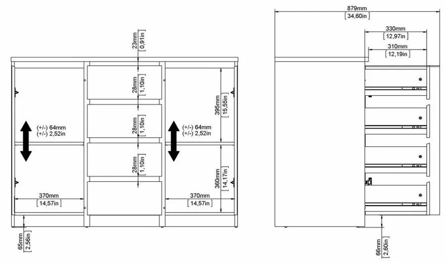 Komoda Simplicity 121 x 50 x 91 cm, černý mat