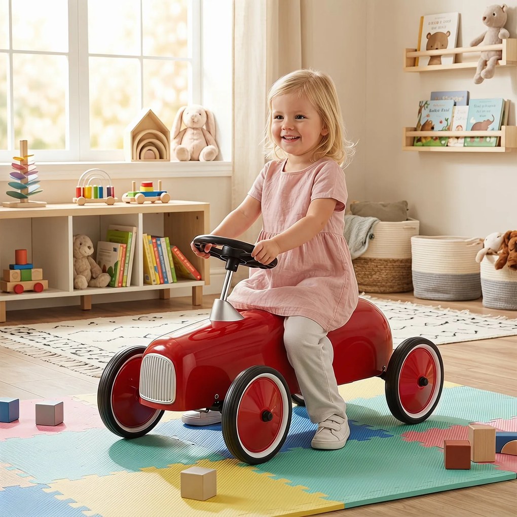 Costway Staré kovové auto pro batolata od 18 měsíců červené, červený