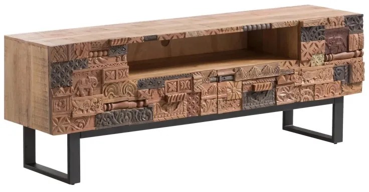 furniture-nabytek.cz - Masivní TV stolek Grónsko z mangového dřeva, lakovaný, hnědý – 180×45×65 cm