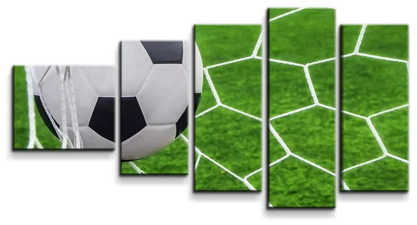 Sablio Obraz - 5-dílný Fotbalový míč v bráně - 100x60 cm