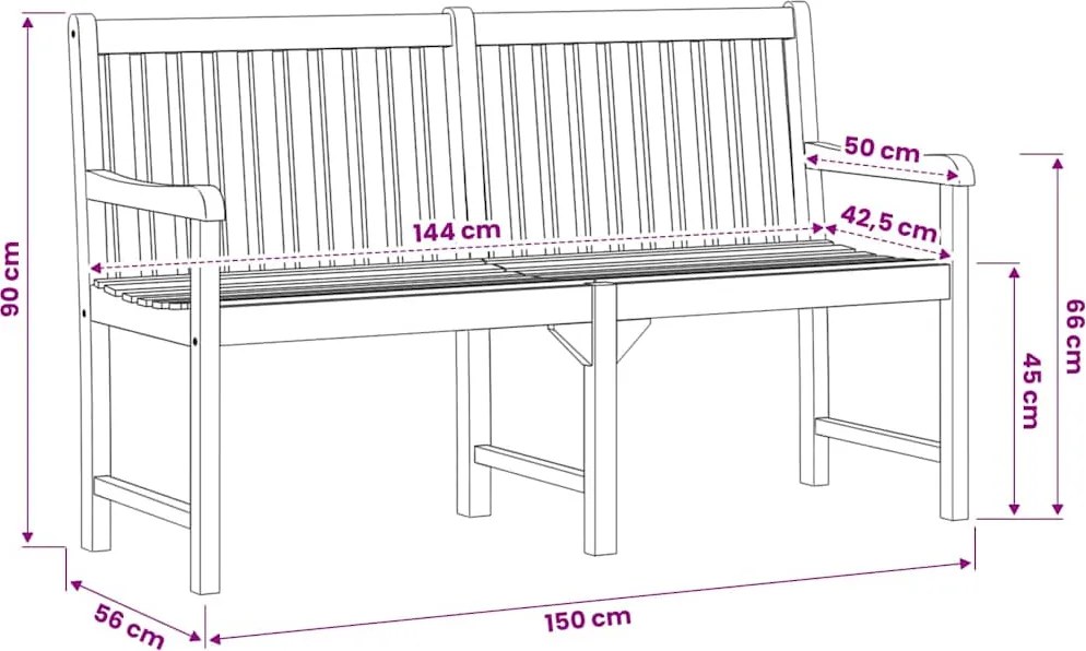Zahradní lavice 150 cm masivní akáciové dřevo 316611