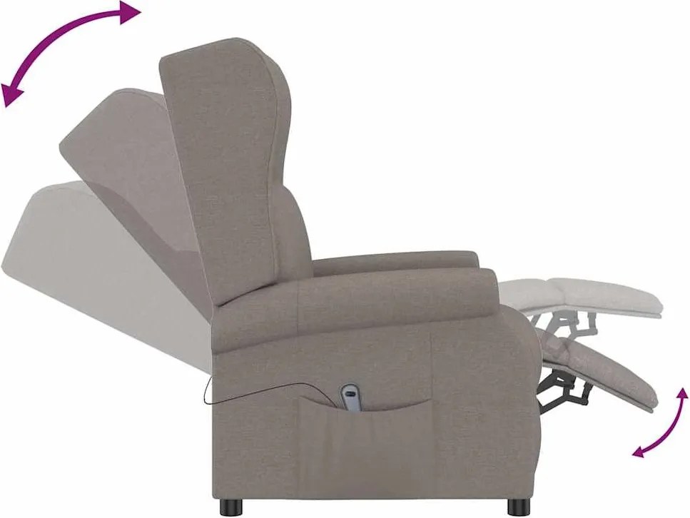 Elektrické polohovací křeslo ušák taupe textil 3098327