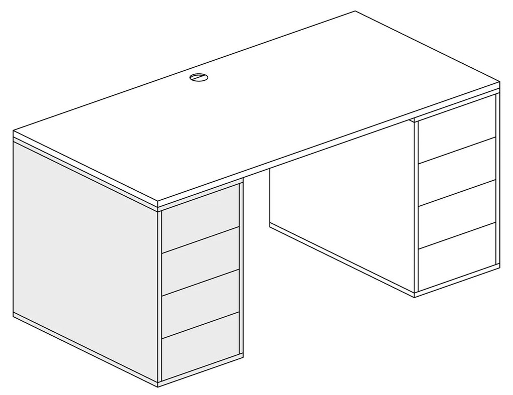 PLAN Kancelářský přístavný kontejner BLOCK White, 4 zásuvky, bílá