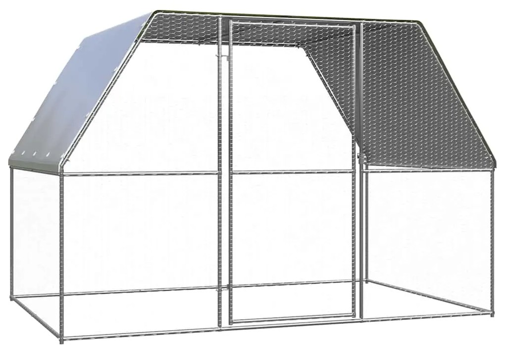 Klec pro kuřata stříbrná a šedá 3 x 2 x 2 m pozinkovaná ocel