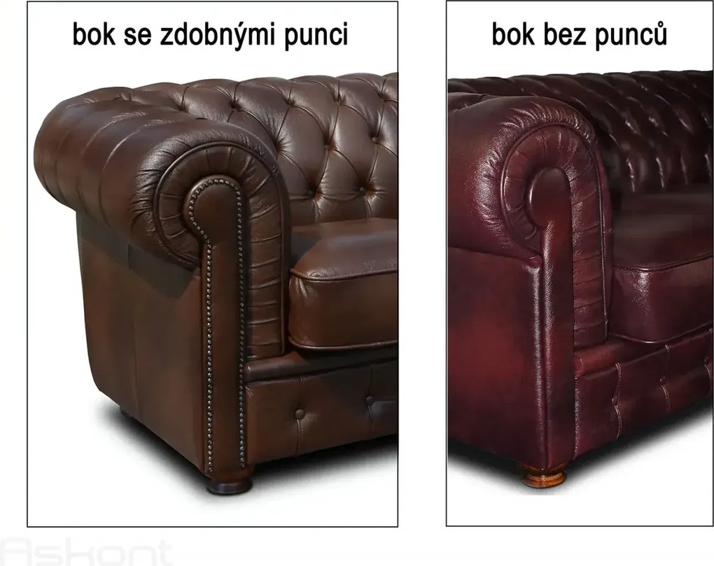 ASKONT Chesterfield Windsor III Kožená sedačka rohová Puncovaná / bez puncování