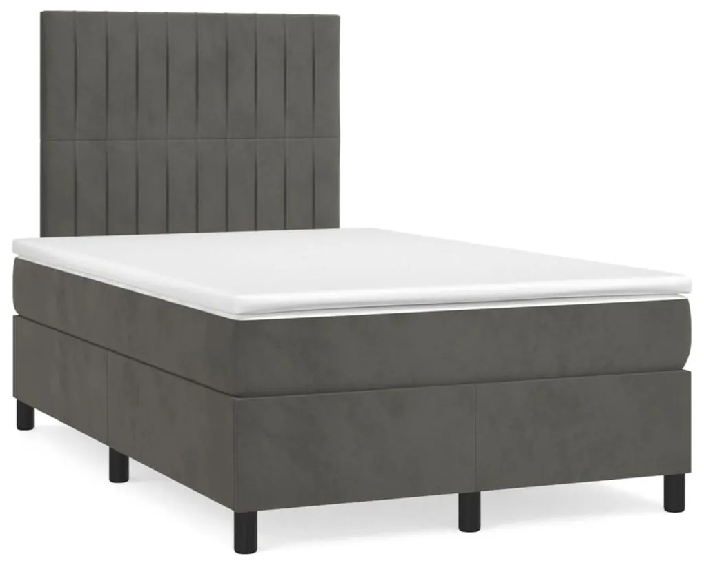 Box spring postel s matrací tmavě šedý 120x190 cm samet