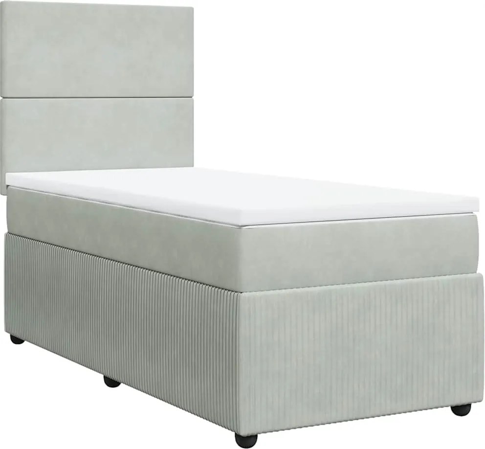 Box spring postel s matrací světle šedá 90x200 cm samet 3294532
