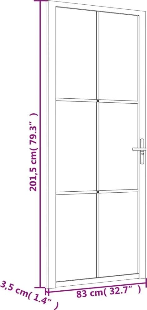 vidaXL Interiérové dveře 83 x 201,5 cm bílé matné sklo a hliník [350589] Barva: Černá a průhledná