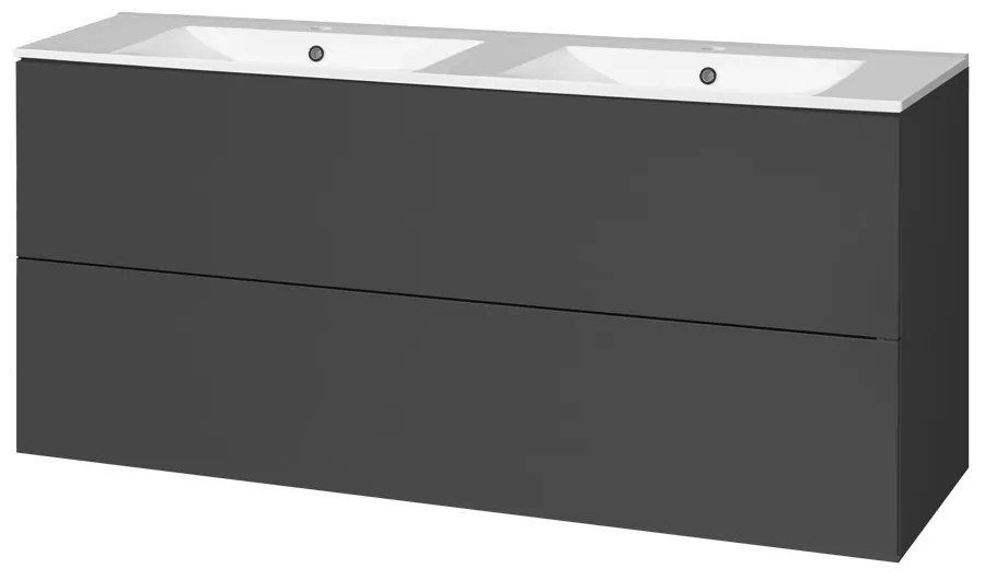 Mereo Mereo, Aira, koupelnová skříňka s keramickým umyvadlem 121 cm, bílá, dub, šedá, CN753