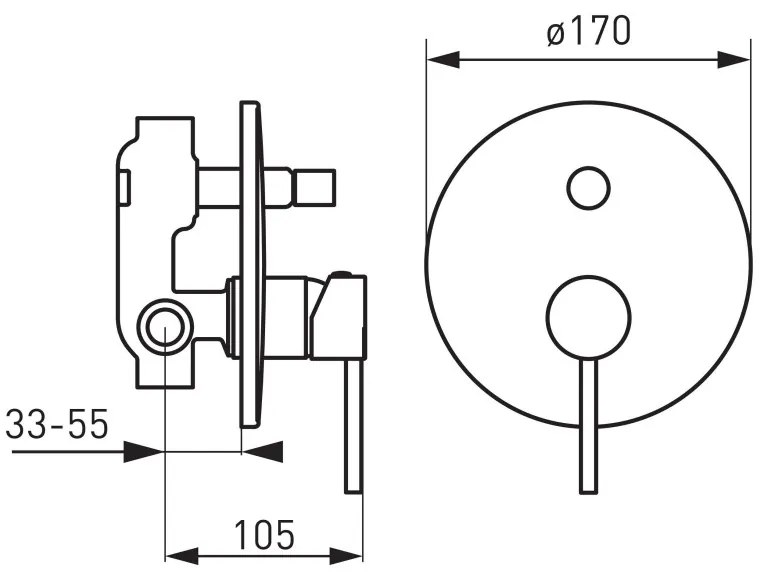 F-Design Flusso, podomítková vanová-sprchová baterie s přepínačem 2-výstupová, chrom lesklý, FD1-FLS-7P-11