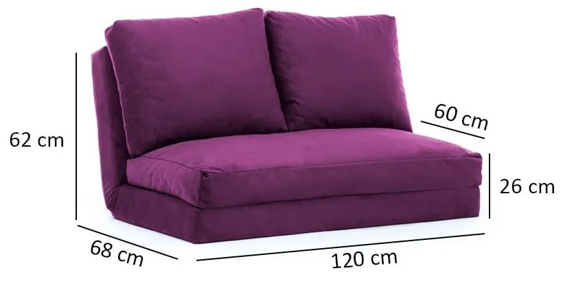 Fialová rozkládací pohovka 120 cm Taida – Balcab Home