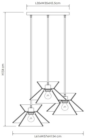 Lucide 10420/03/72 - Lustr na lanku TASMAN 3xE27/60W/230V béžová