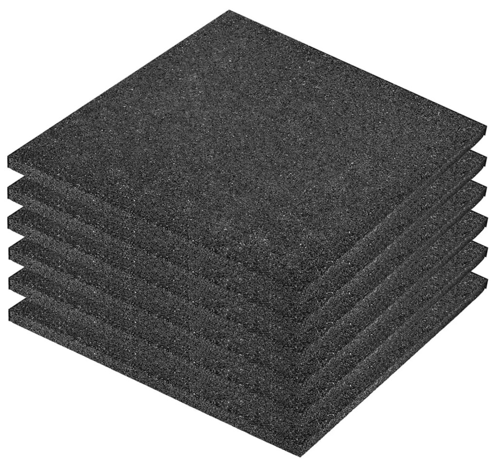 vidaXL Protipádové dlaždice 6 ks černé 50 x 50 x 3 cm pryžové