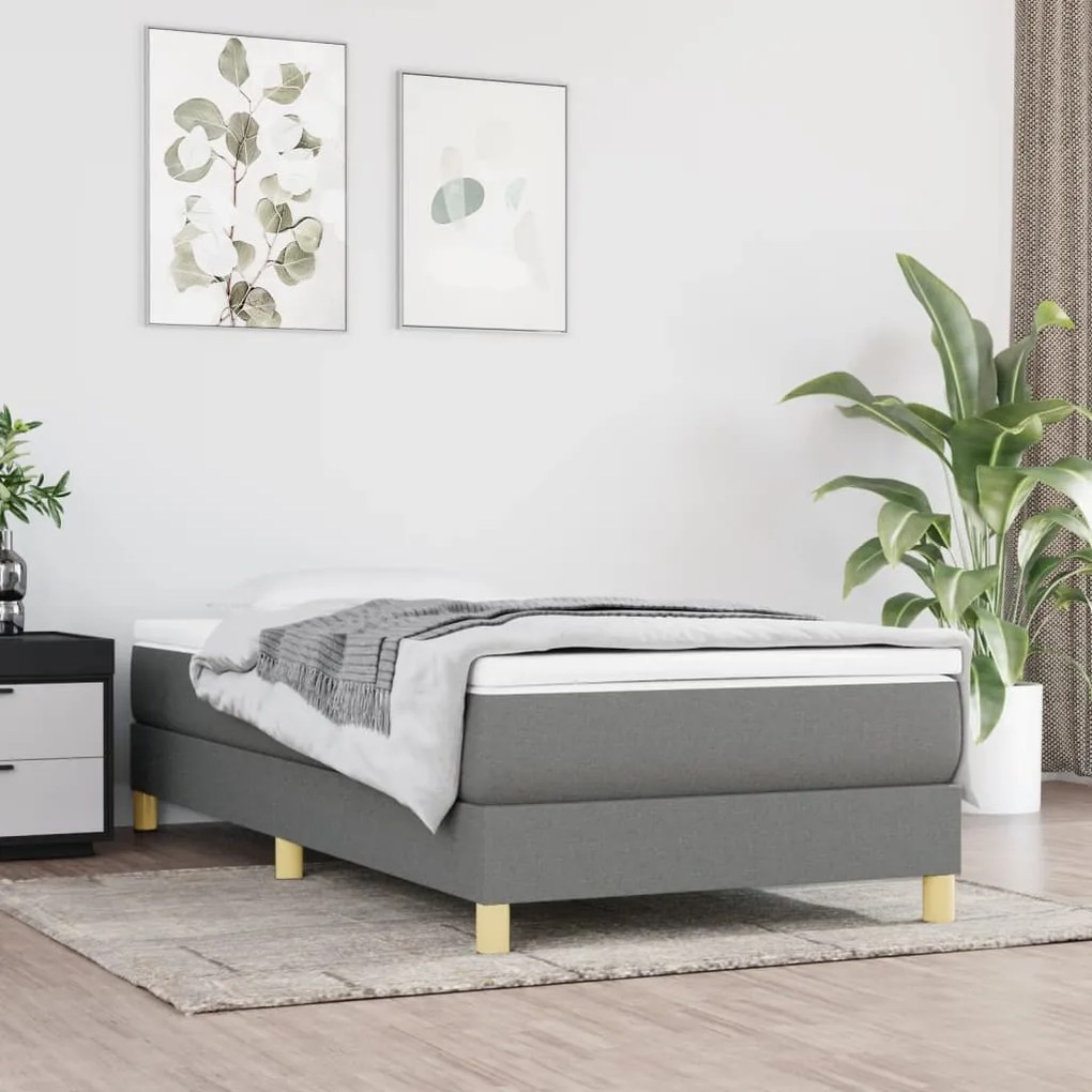 Rám postele s boxspringem tmavě šedá 90 x 190 cm textil 3120575