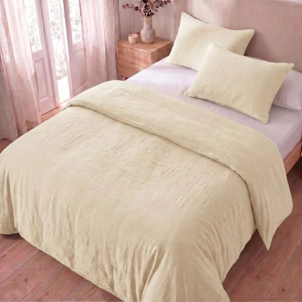 Kvalitex Mušelínové povlečení smetanové 1x 140/200, 1x 70/90cm