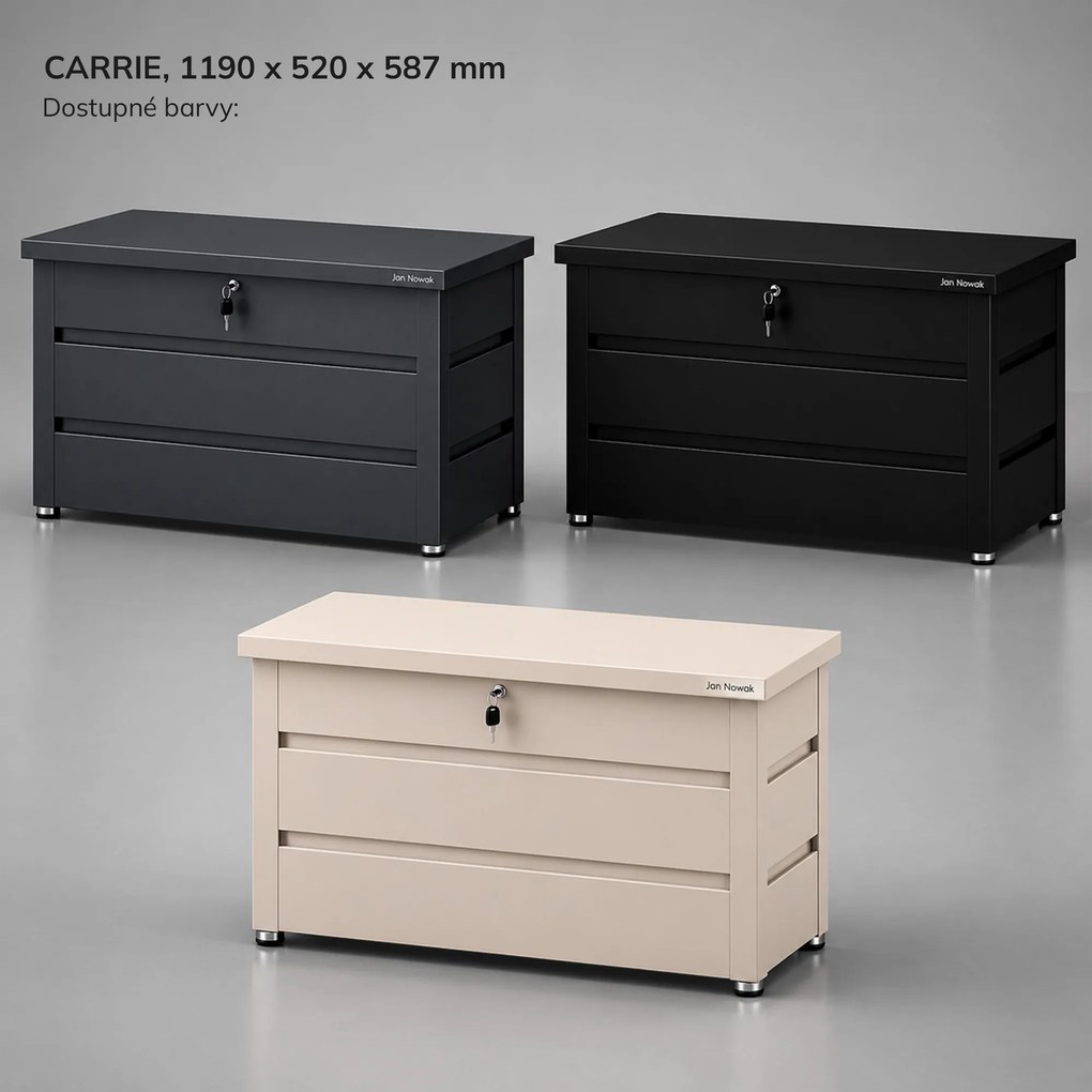 Velký zahradní a balkonový box antracitový: CARRIE 1190 x 520 x 587 mm