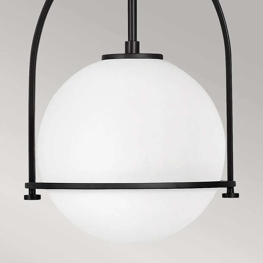 Designový lustr koule Elstead Somerset bílé sklo / černá