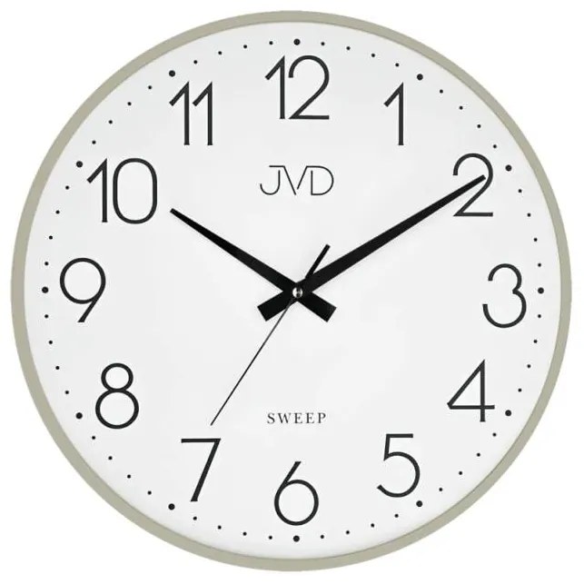 JVD Šedé nástěnné kovové netikající tiché hodiny JVD HK4129.1