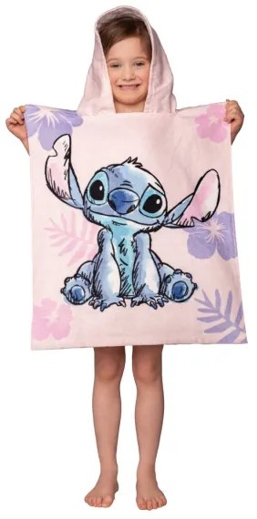 Jerry Fabrics Plážová osuška pončo Lilo a Stitch Pink 50x115 cm
