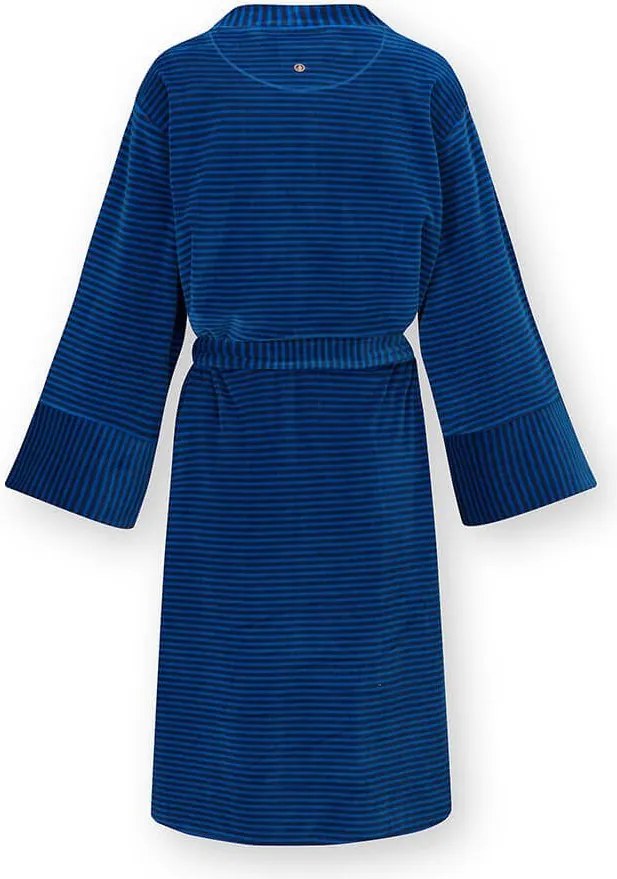 Pip Studio Naomi Kimono Velvet Little Sumo Stripe, tmavě modré (Bavlněné sametové kimono)