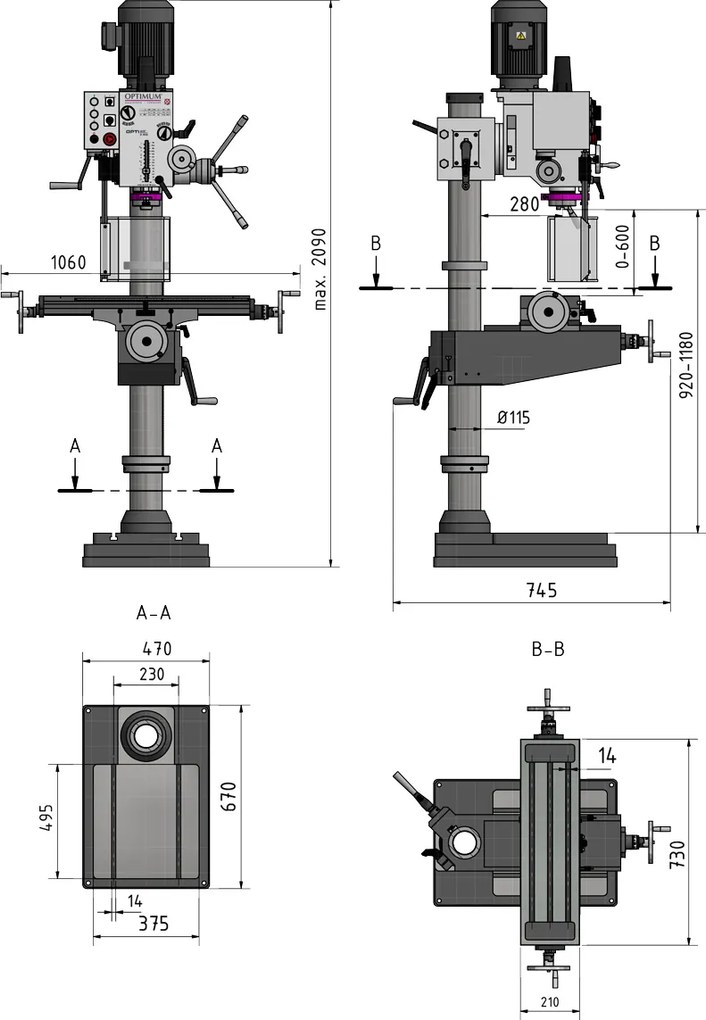 Sloupová převodová vrtačka OPTIdrill DH 40 CTP