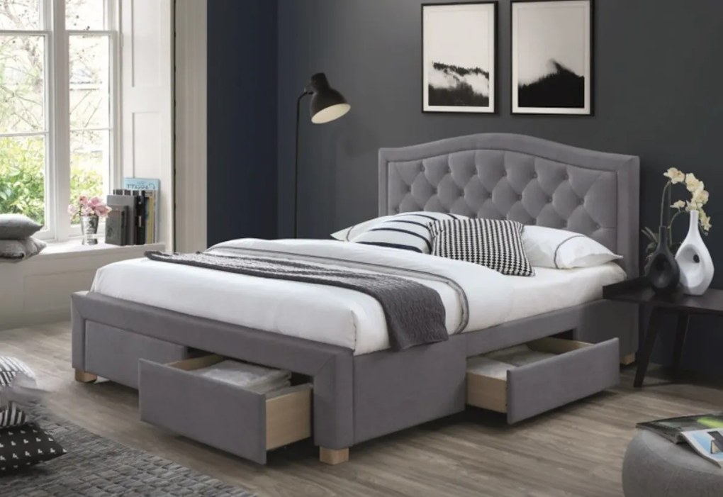 Čalouněná postel ELECTRA Velvet, 160x200, šedá tap. 142