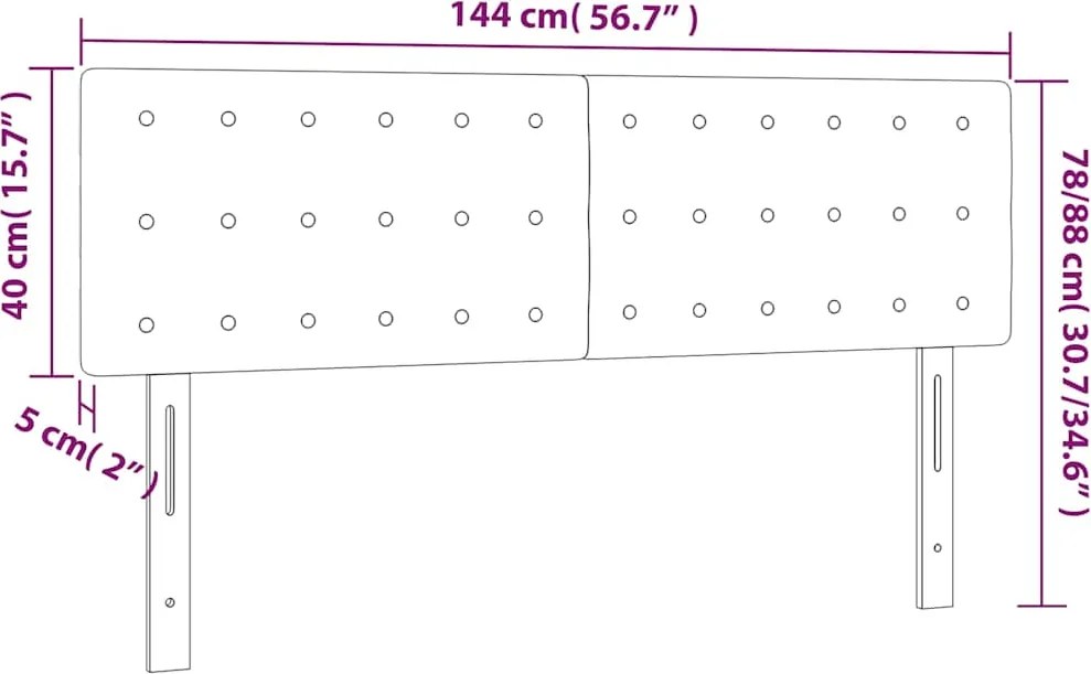 Čelo postele s LED světle šedé 144 x 5 x 78/88 cm textil 3122044