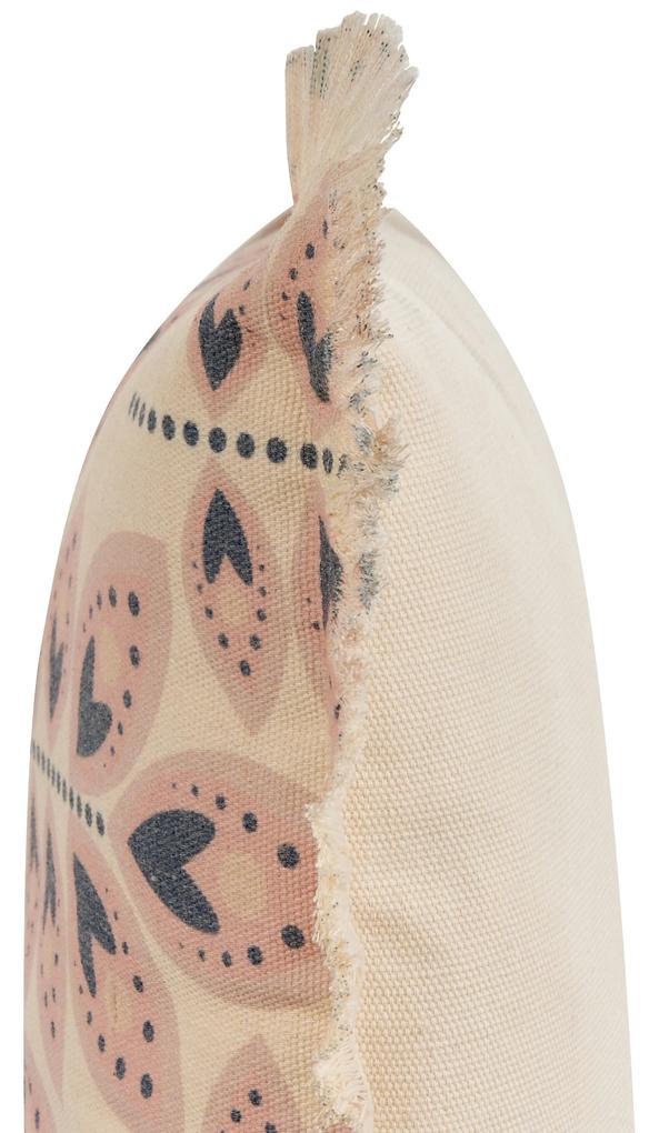 Dekorační polštář se vzorem a střapci 60 x 60 cm béžový RUDBECKIA Beliani